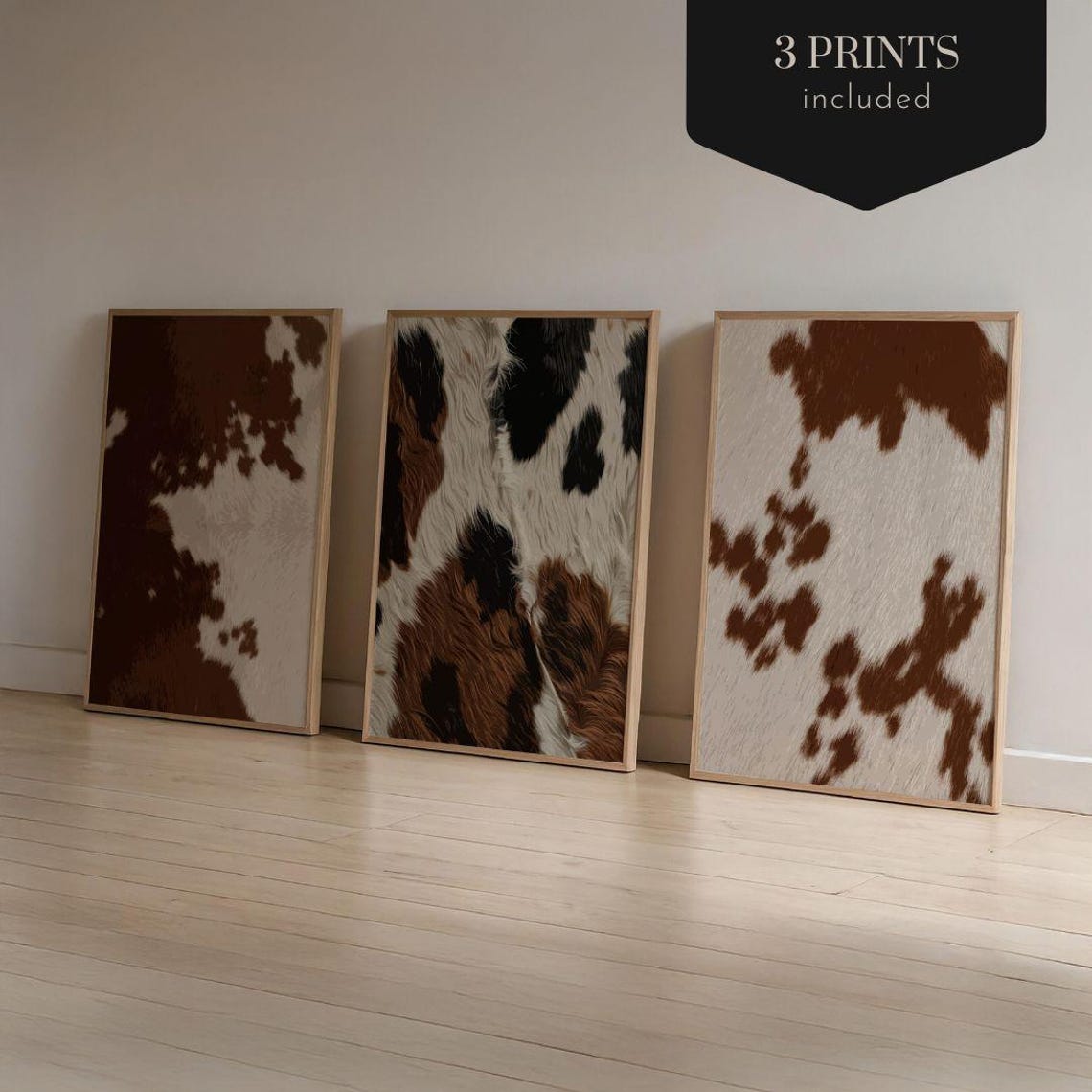 Cow Print Poster Set: Cowboy Nursery, 3 Piece Wall Art (digital ...