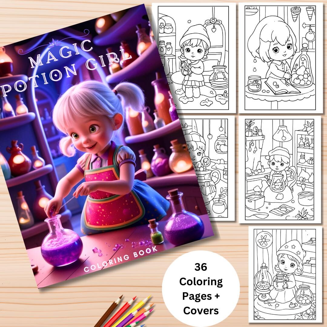 36 Potion Magic Girl, Potion Coloring Pages, Adults and Kids Coloring ...
