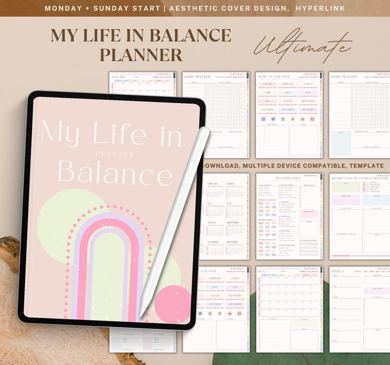 Pastel Digital Planner: Undated, Goal Tracker (PDF Download) - Etsy