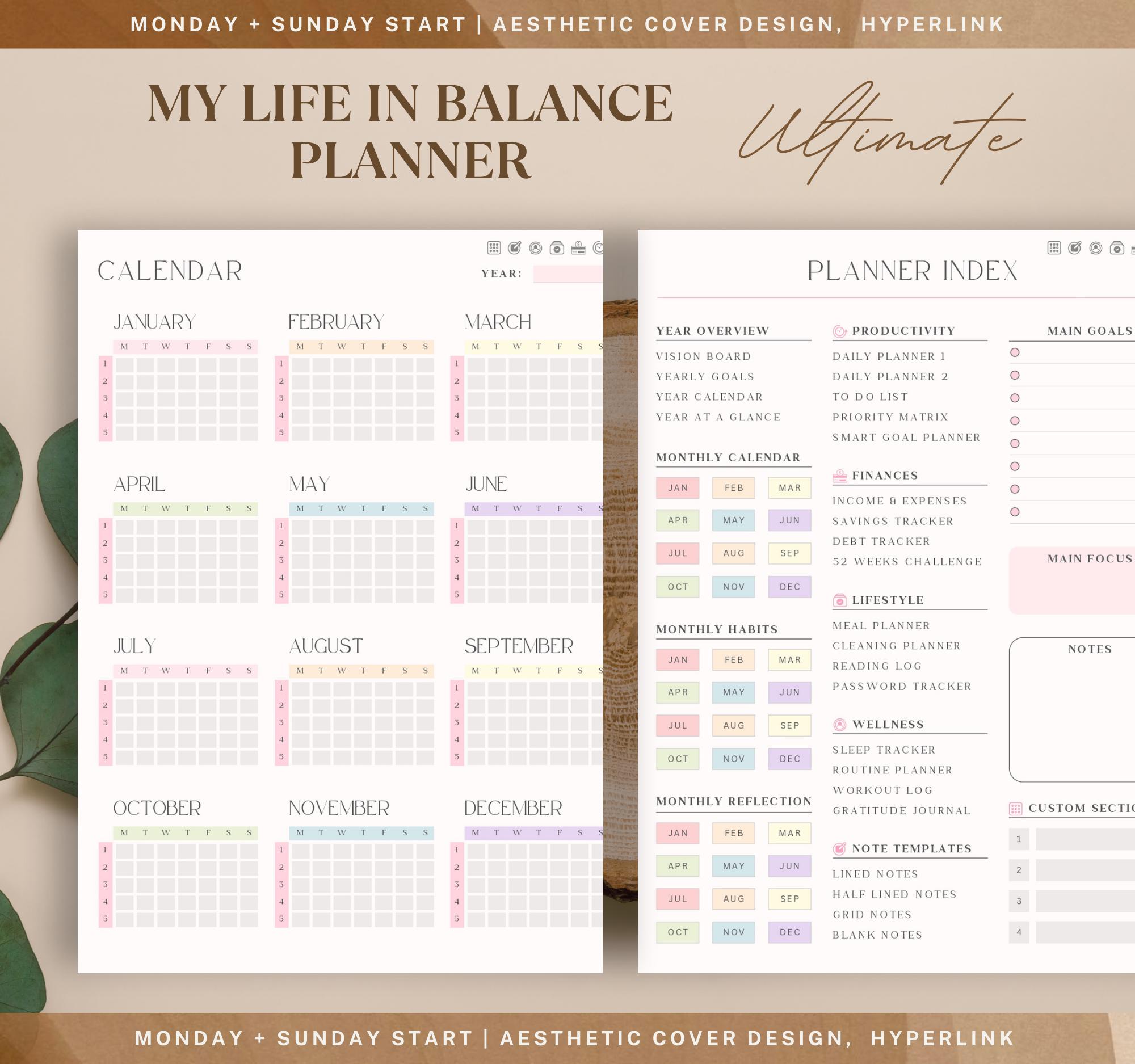 Pastel Digital Planner: Undated, Goal Tracker (PDF Download) - Etsy