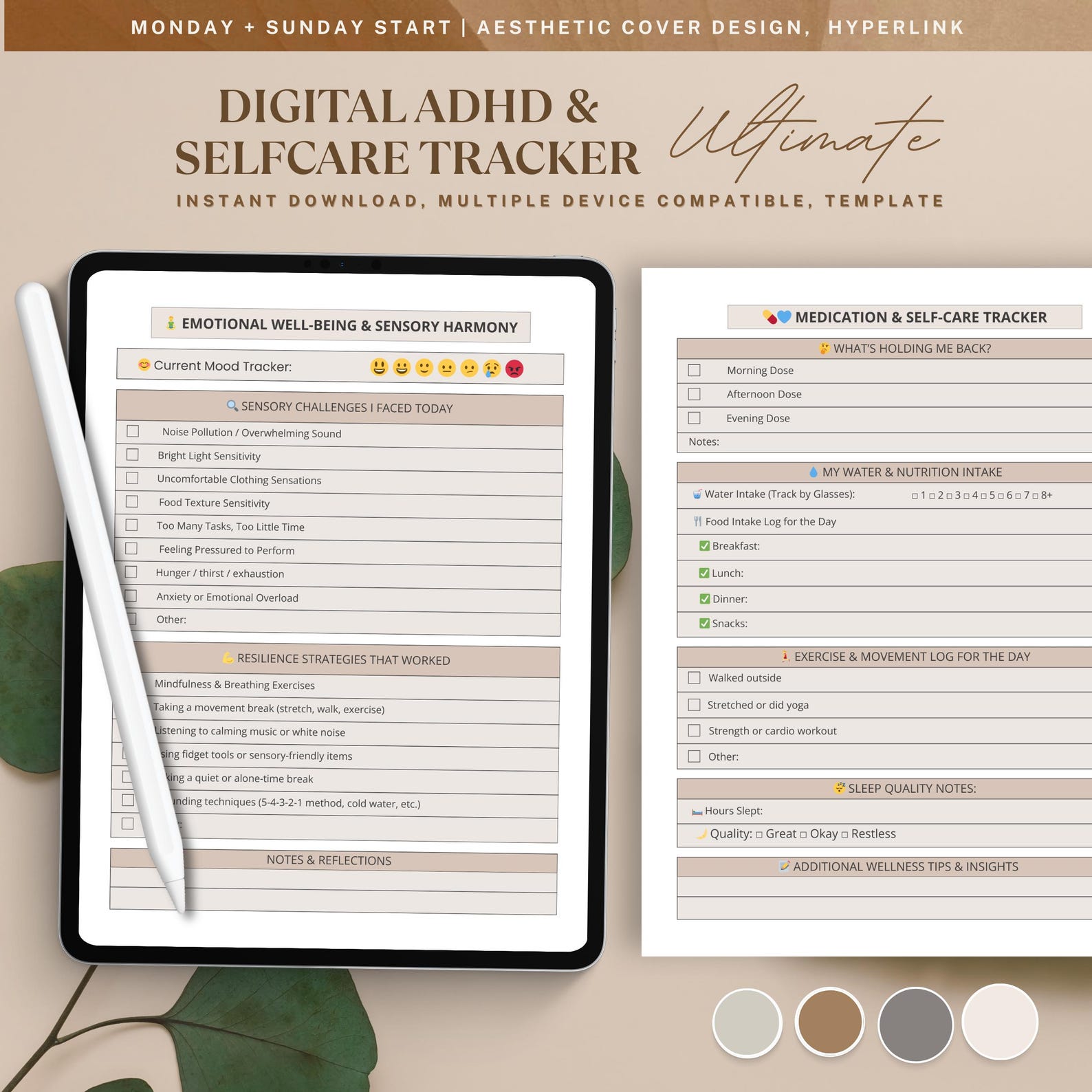 Digital ADHD Mental Health Planner for Focus and Wellness, Printable Neurodivergent Mind ...