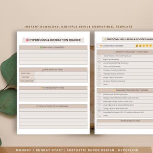 Digital ADHD Mental Health Planner for Focus and Wellness, Printable ...