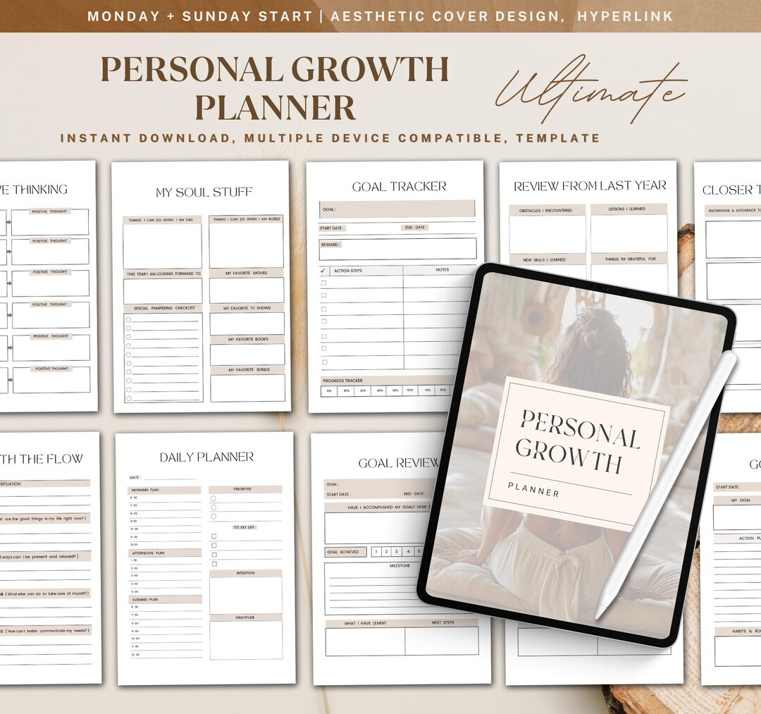 Personal Growth Planner: Self-improvement Workbook, Habit Tracker ...