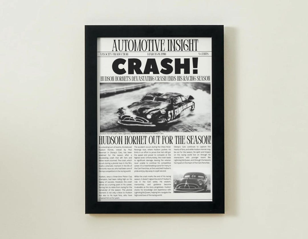 Hudson Hornet Crash Digital Print - Vintage Newspaper Article - Etsy