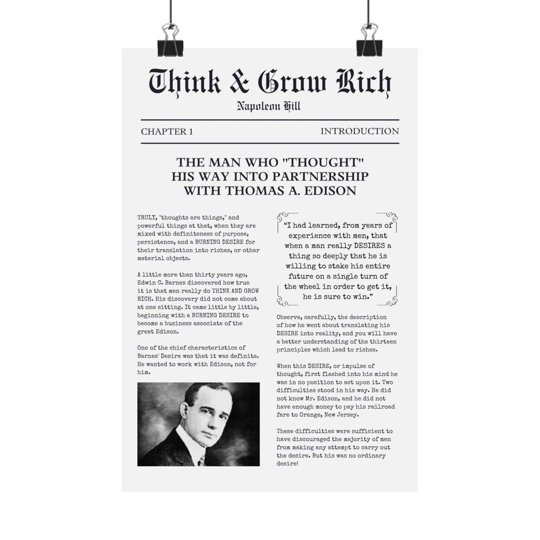 Think and Grow Rich Poster: Motivational Home Office Decor - Etsy