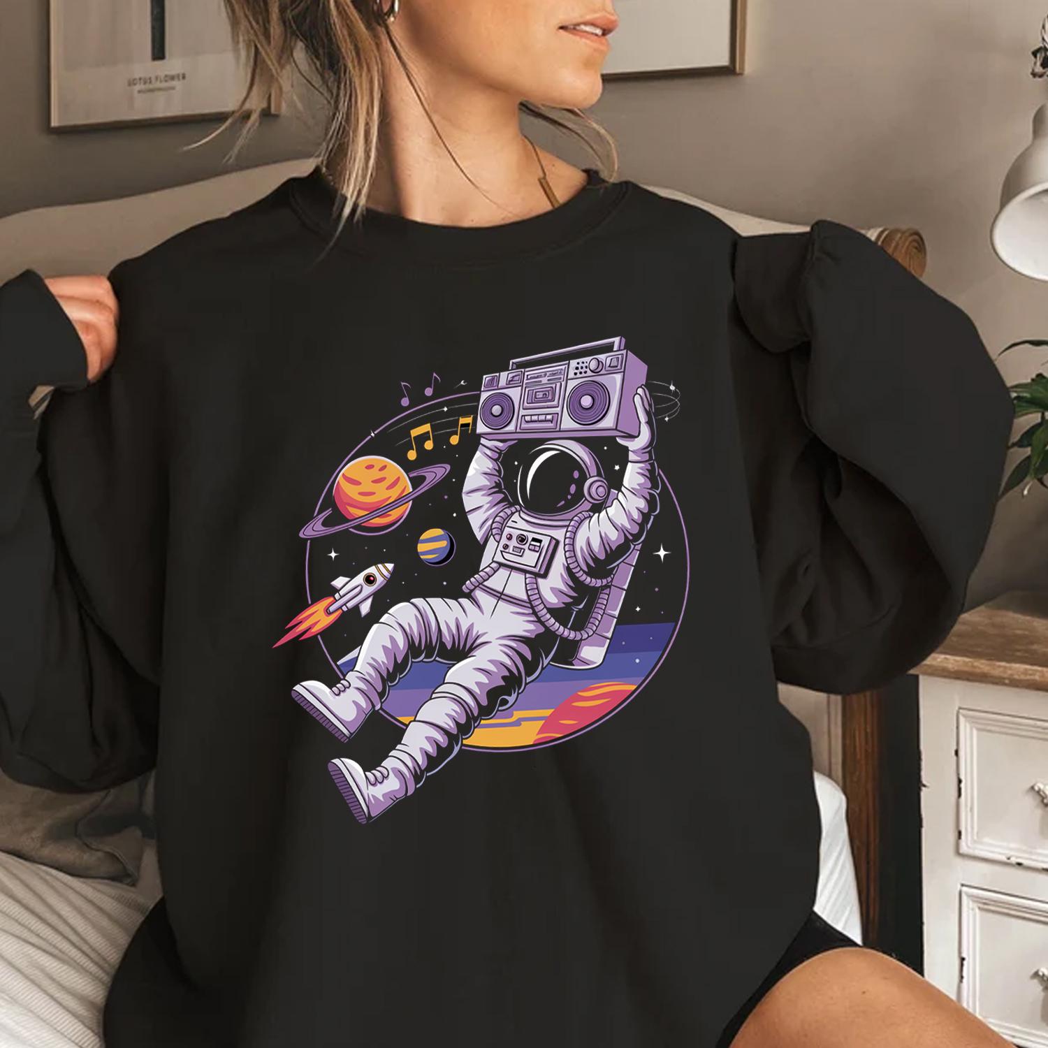 Retro Astronaut With Boombox PNG | Space Music Vibes Sublimation Design ...