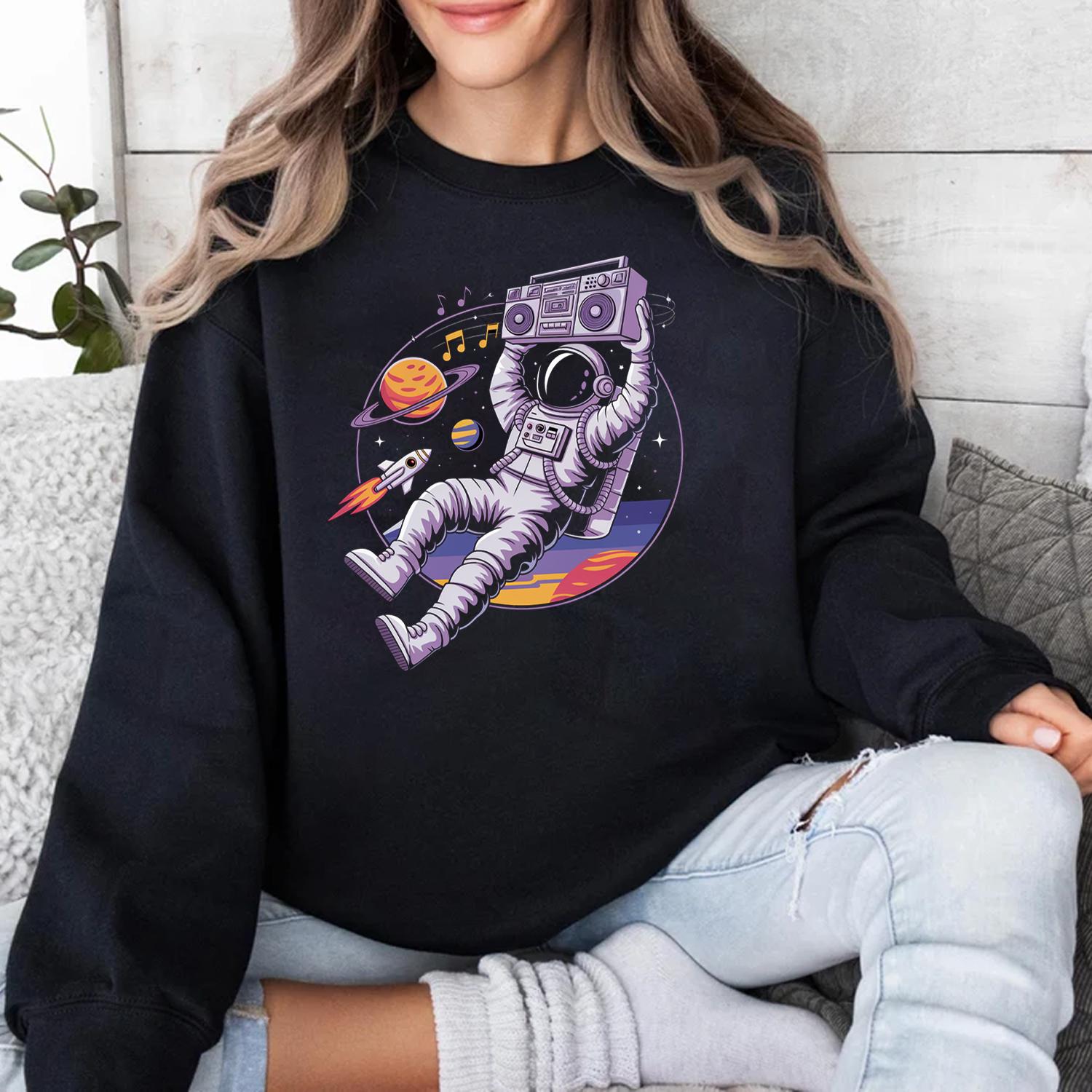 Retro Astronaut With Boombox PNG | Space Music Vibes Sublimation Design ...