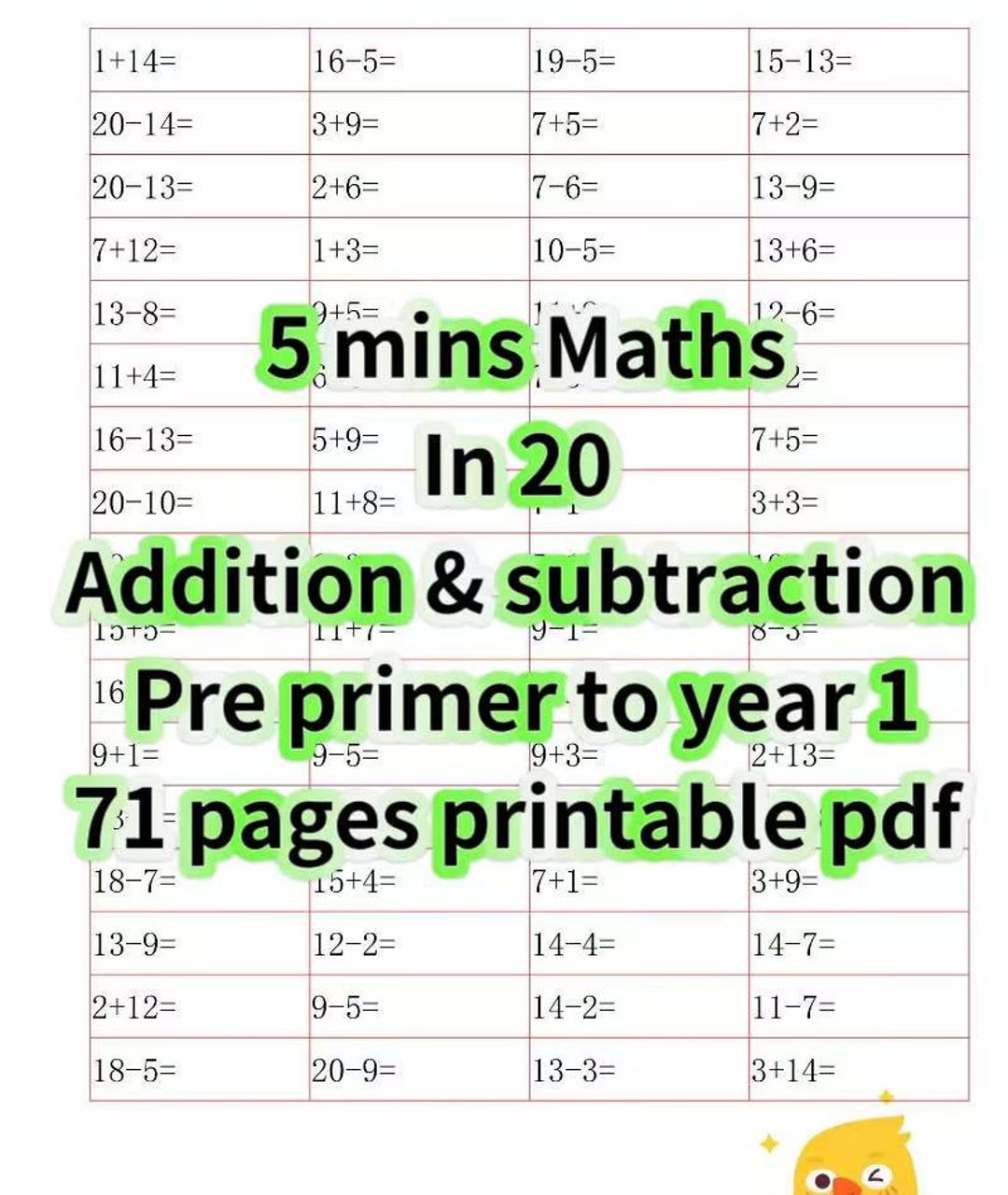 5-minute Math Drills: Addition & Subtraction Within 20 (71 Pages) | Pre ...