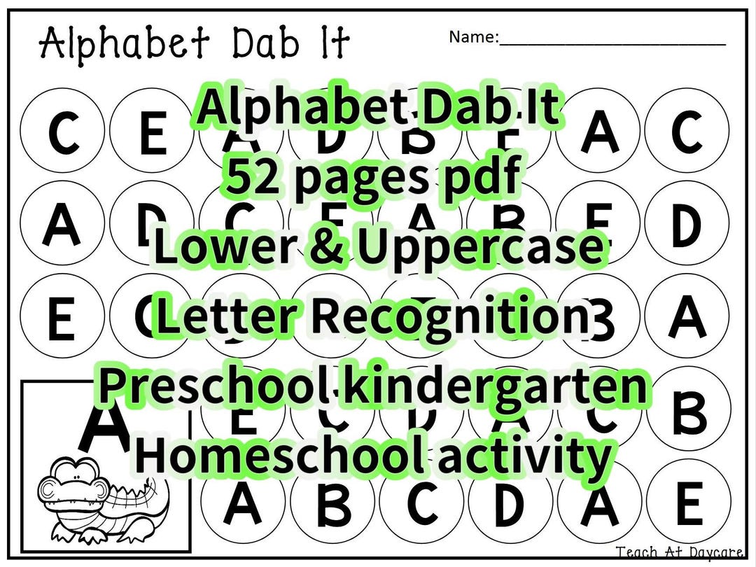 Folhas de exercícios do alfabeto Dab It - 52 páginas - Reconhecimento ...