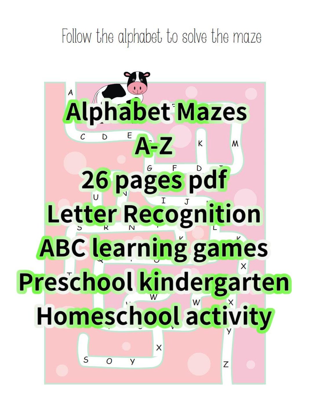 Alphabet Mazes A-Z| Letter Recognition Activity |ABC Learning Game ...