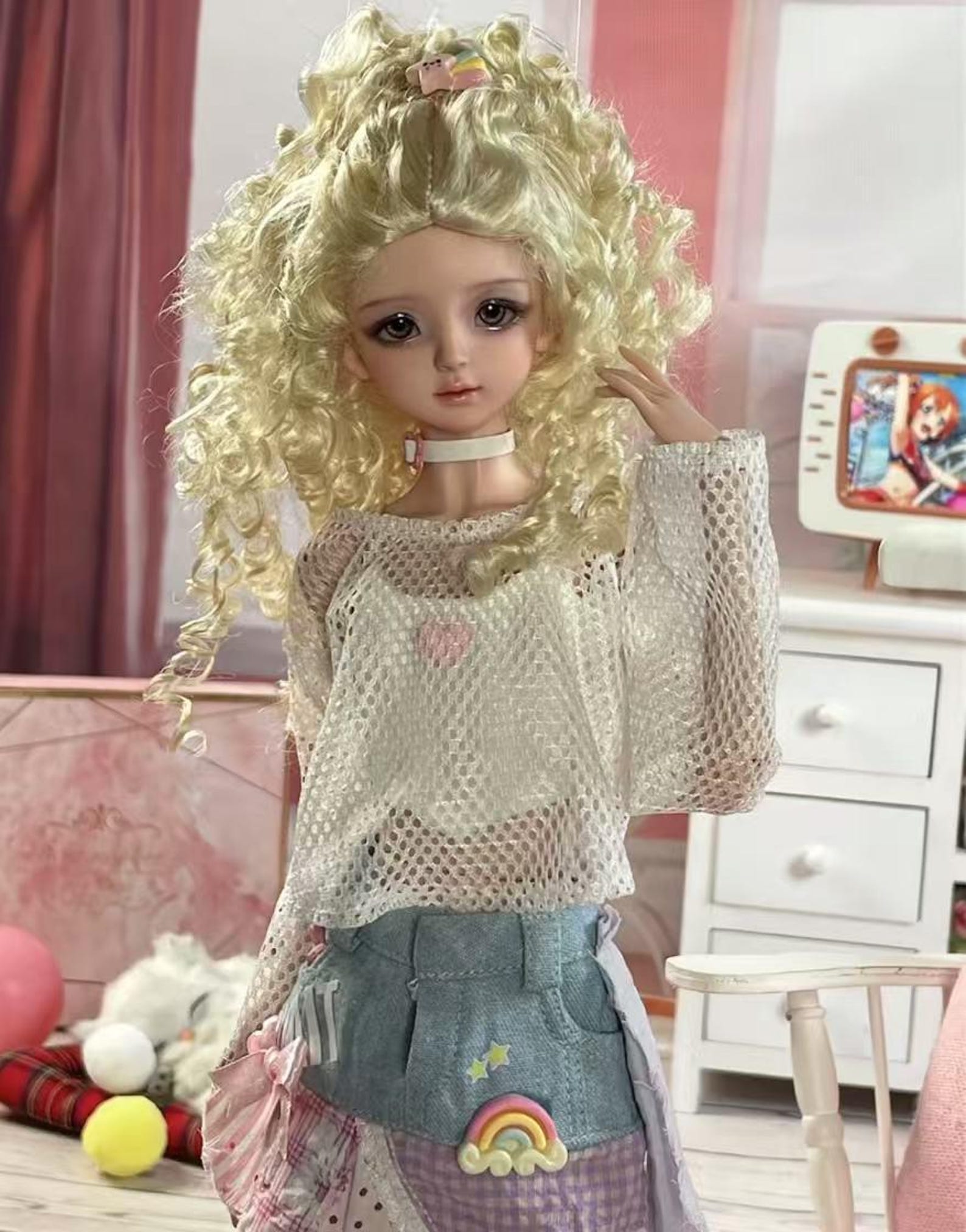 1/4 BJD Fullset Yaya Rebel Girl | Y2K Pink Aesthetic BJD Doll Posable ...