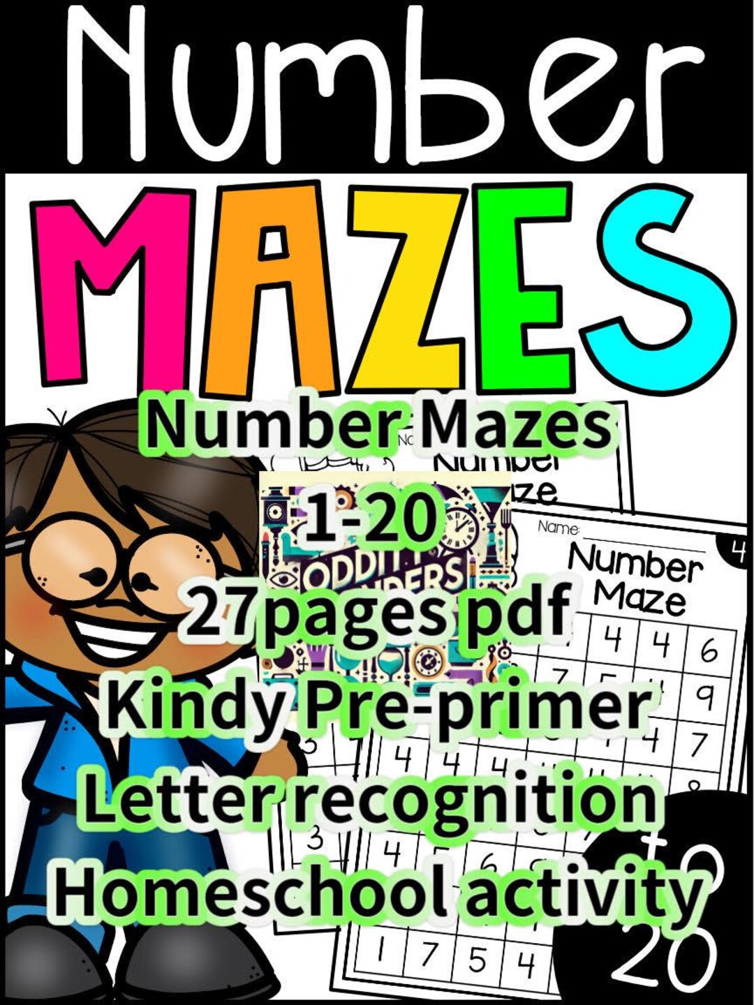 Number Mazes 1-20 Printable Math Activity| Preschool & Kindergarten ...