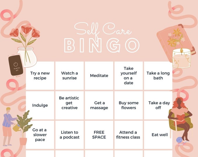 Self- Care Bingo | Printable Digital Download , Bingo Game - Etsy