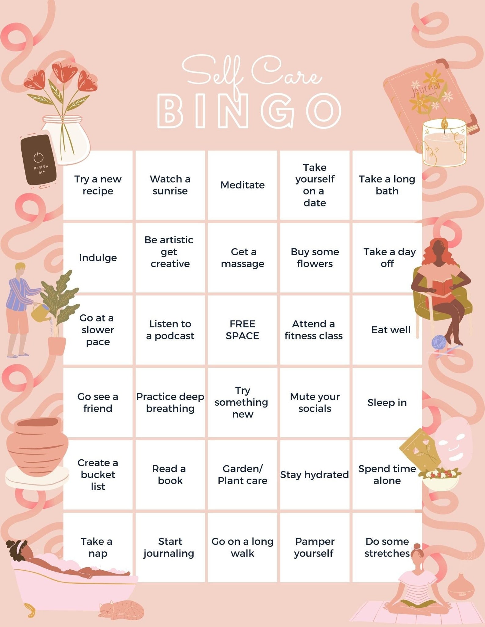 Self Care Bingo Printable Digital Download , Bingo Game - Etsy