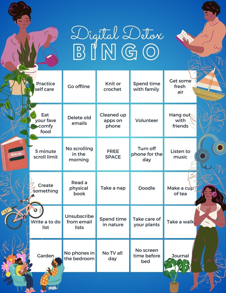Digital Detox Bingo Card| Printable Digital Download , Bingo Game - Etsy