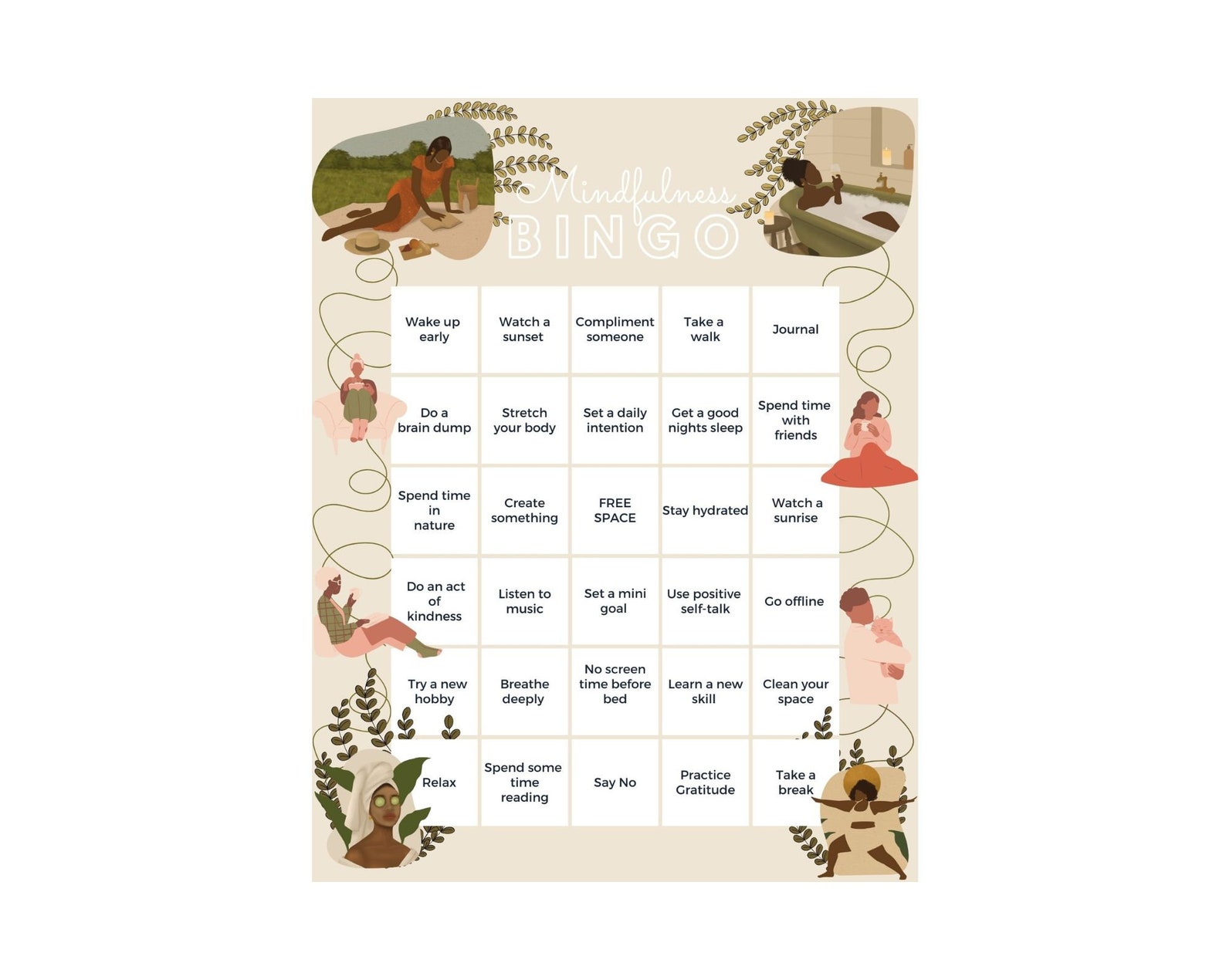 Mindfulness Bingo | Printable Digital Download , Bingo Game - Etsy