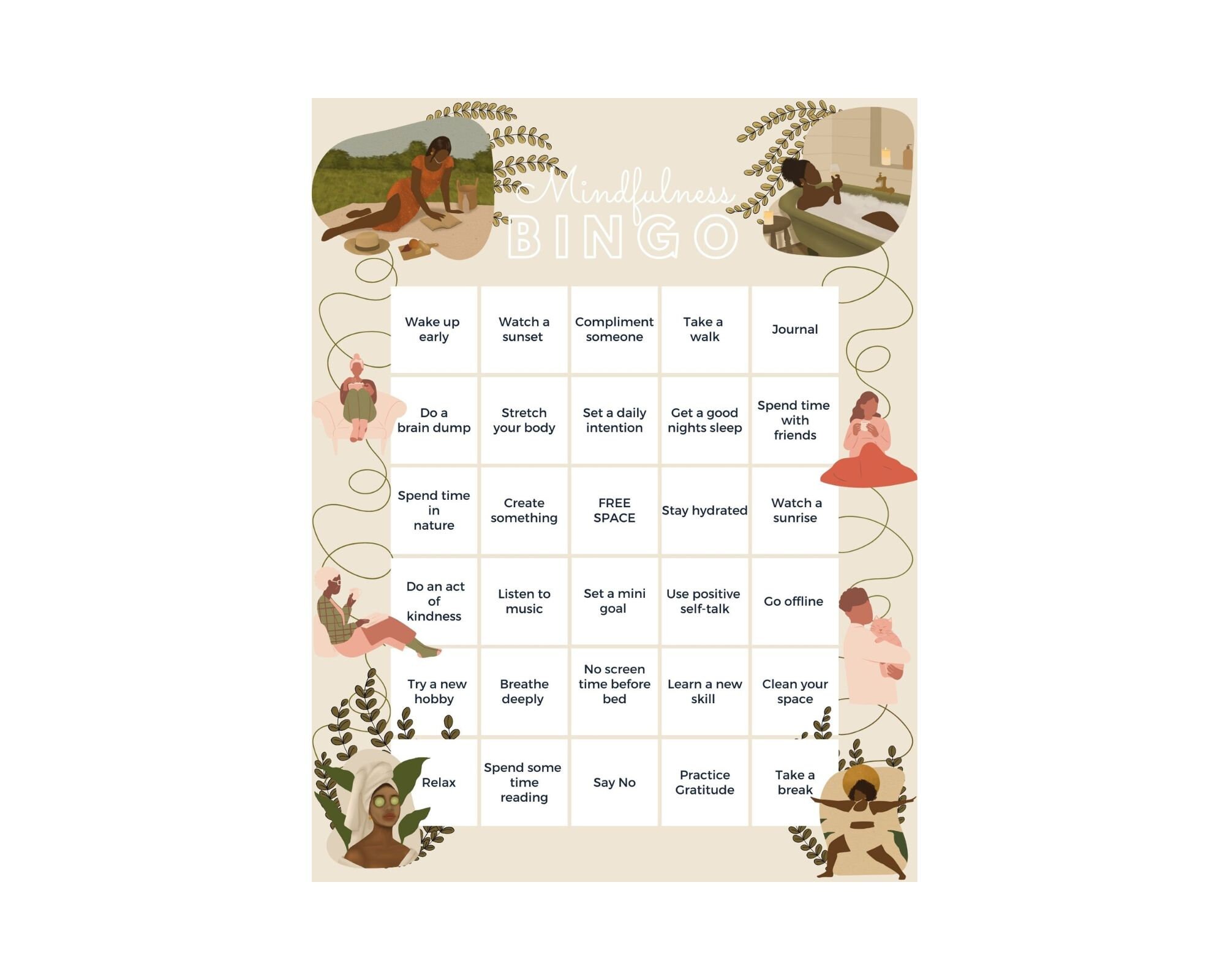Mindfulness Bingo | Printable Digital Download , Bingo Game - Etsy
