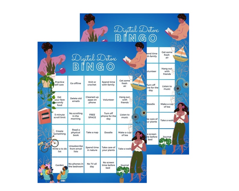 Digital Detox Bingo Card| Printable Digital Download , Bingo Game - Etsy