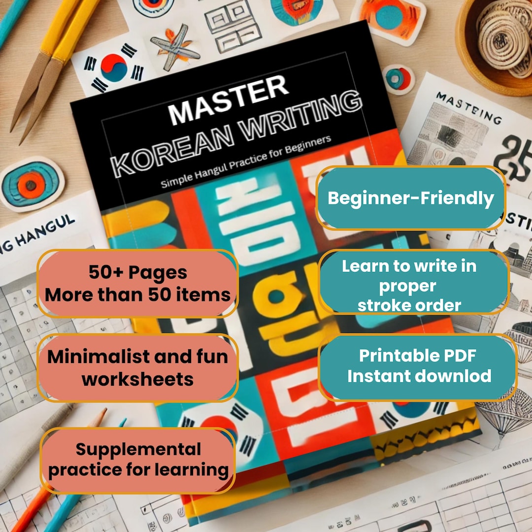 Beginner Korean Workbook – Hangul Practice Sheets, Trace Character ...