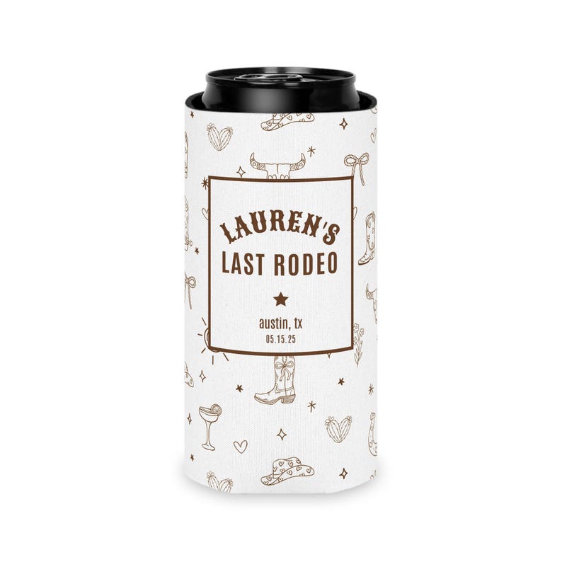 Custom Last Rodeo Can Cooler: Western and Cowgirl Bachelorette Party ...