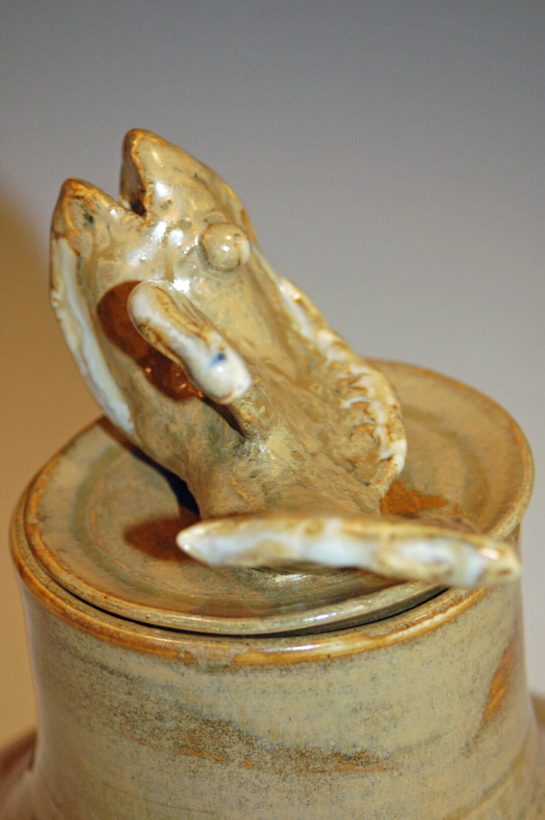 Pottery Jar With Lid, Fish Sculpture, Ceramic Jar, Home and Living ...