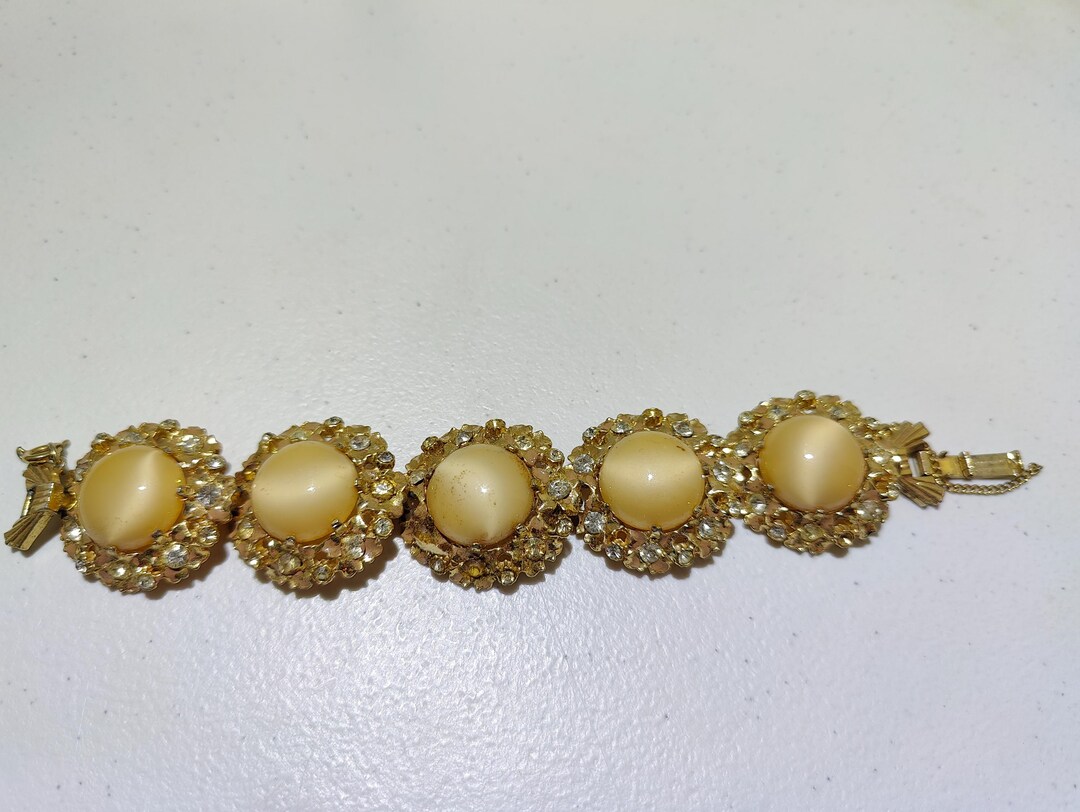 Vintage Kafin New York Bracelet Moonstones Pearls Diamonds 1950's ...