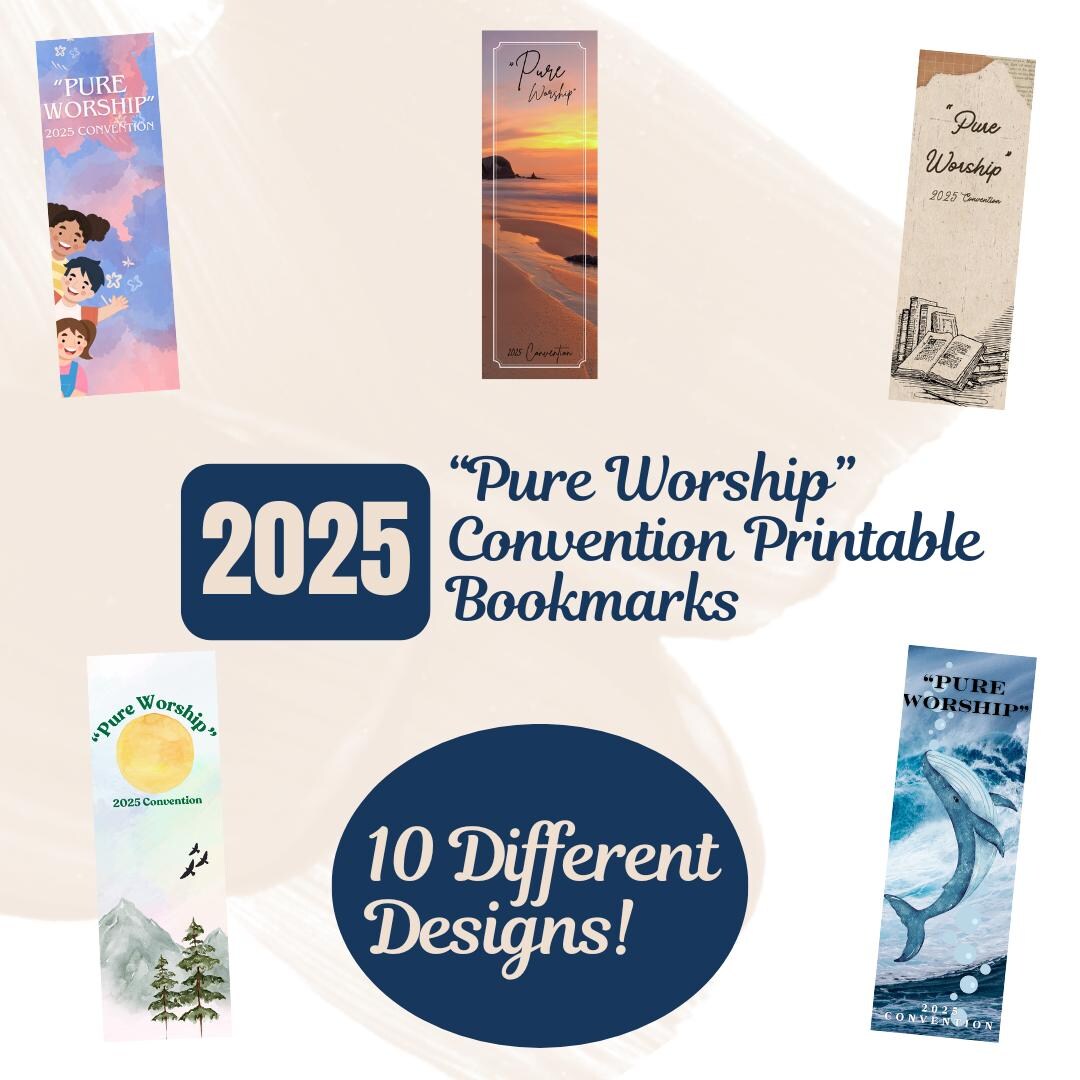 JW "pure Worship" 2025 Convention Printable Bookmarks - Both PNG and ...