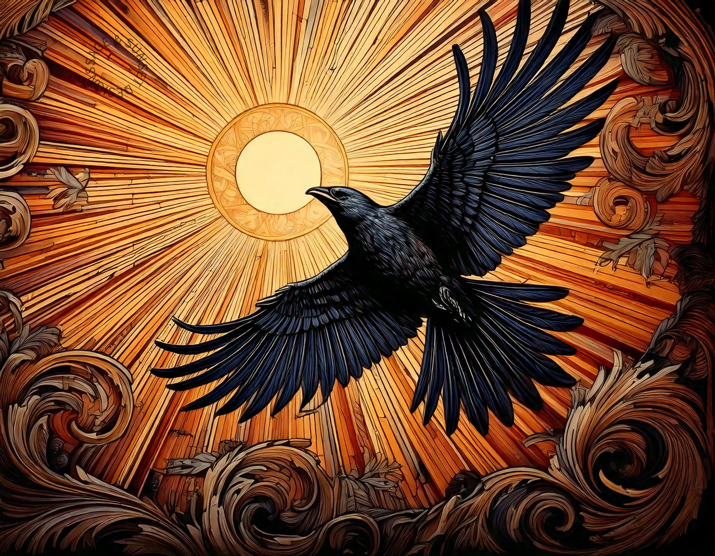 Bringer of Light - Art Nouveau Raven Illustration | Digital Download ...