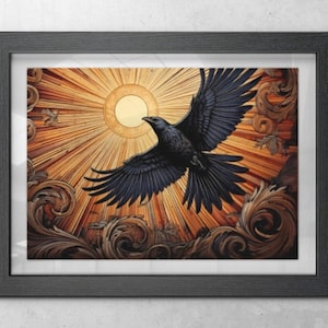 Bringer of Light - Art Nouveau Raven Illustration | Digital Download ...