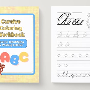 Cursive Coloring Book: Tracing and Copying - Etsy