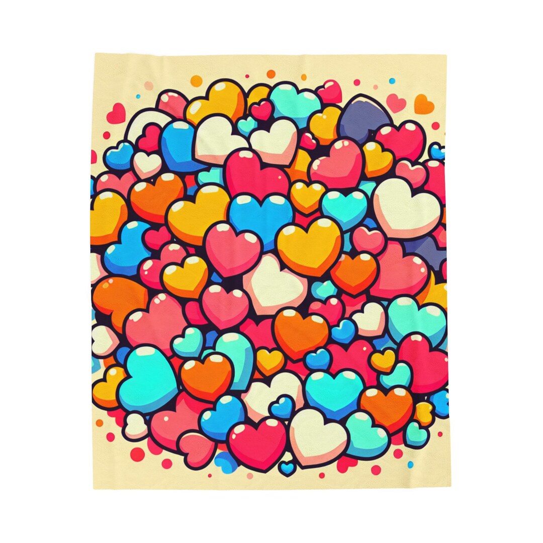 Colorful Heart Valentines Day Plush Blanket, Cozy Gift for Love ...
