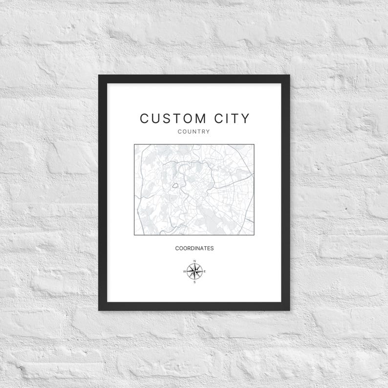Custom City Map Poster | Personalized Map Print | Any City Wall Art ...