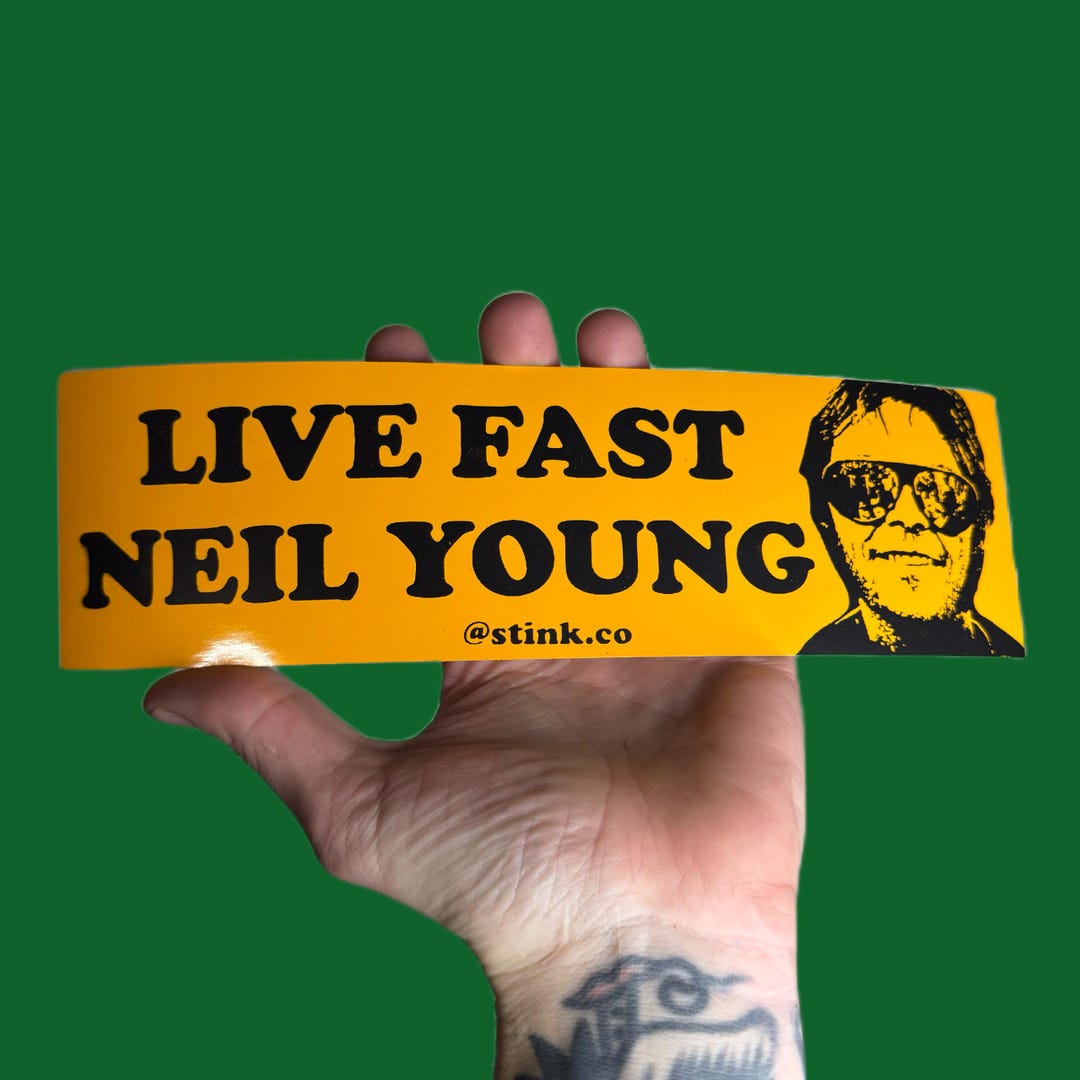 Neil Young Bumper Sticker: Hand Screen Printed Vinyl - "live Fast" - Etsy