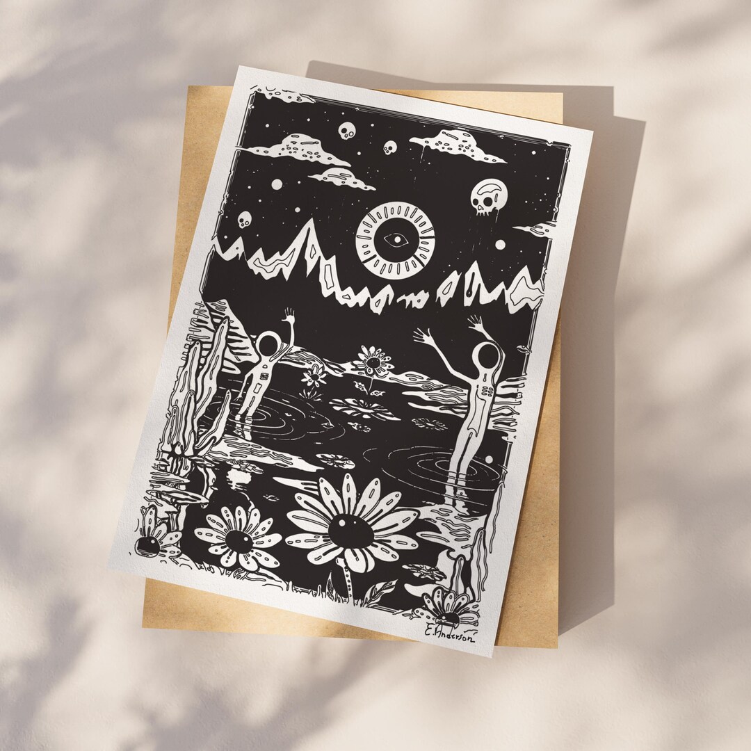 Ghosts of Tomorrow, Original Surreal Monochrome Humanoid Drawing ...