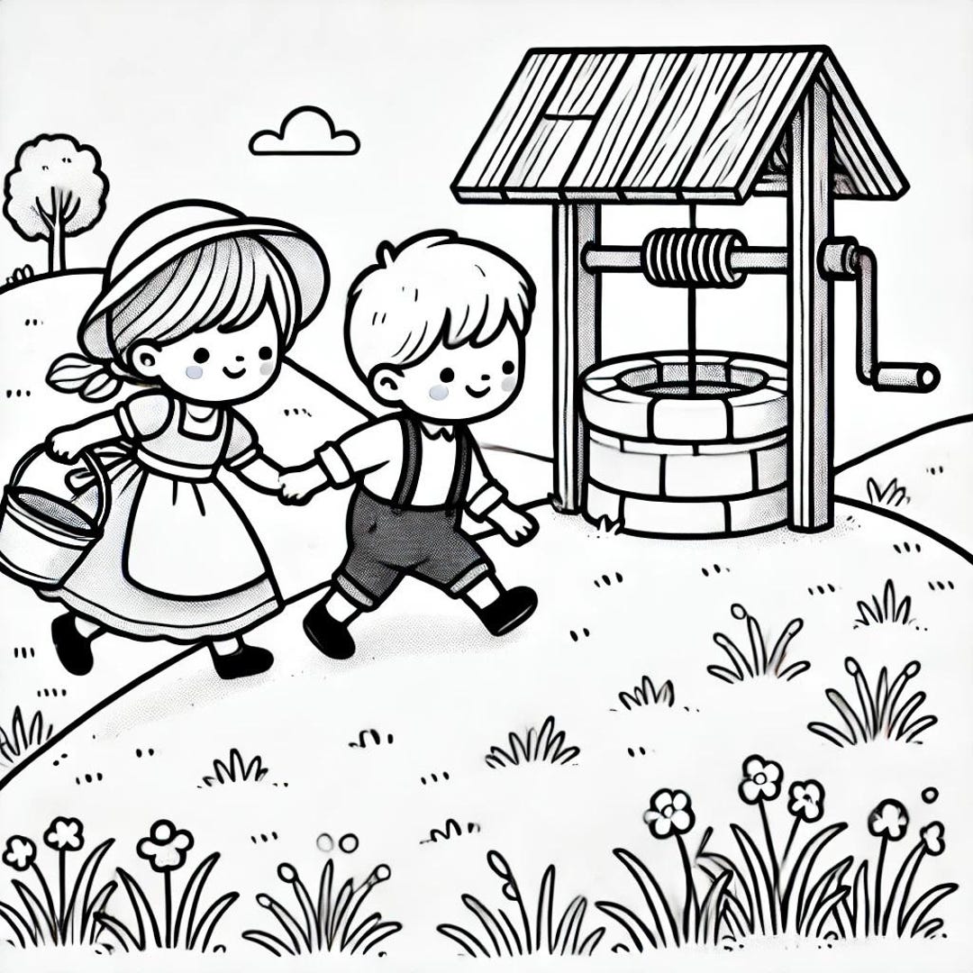 Jack and Jill Coloring Page - Printable Kids Activity - Etsy