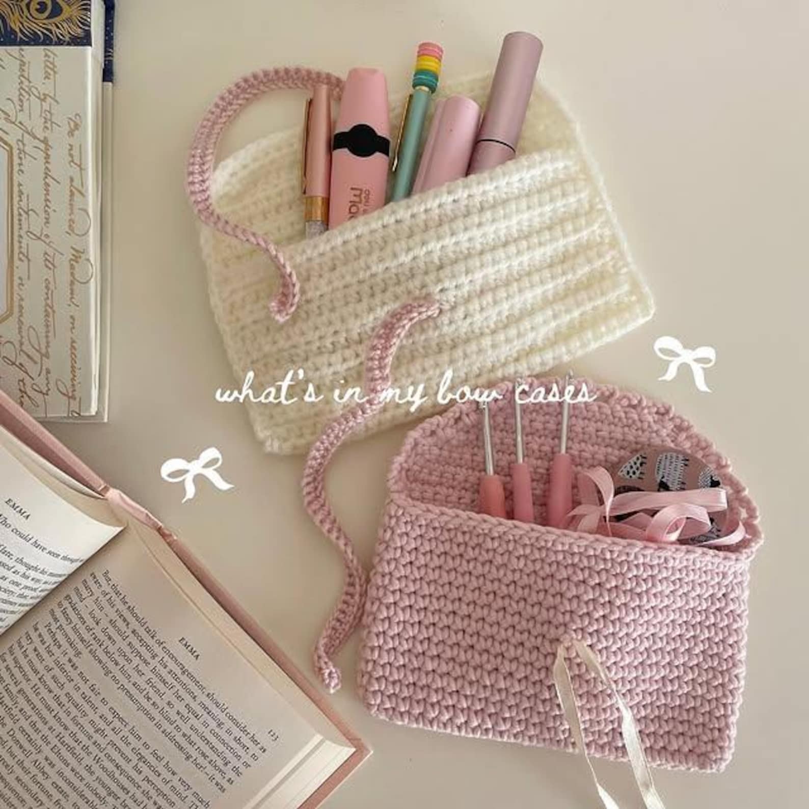 A Bow Stationery Case Crochet Pattern, Crochet Hook Case PDF Pattern ...
