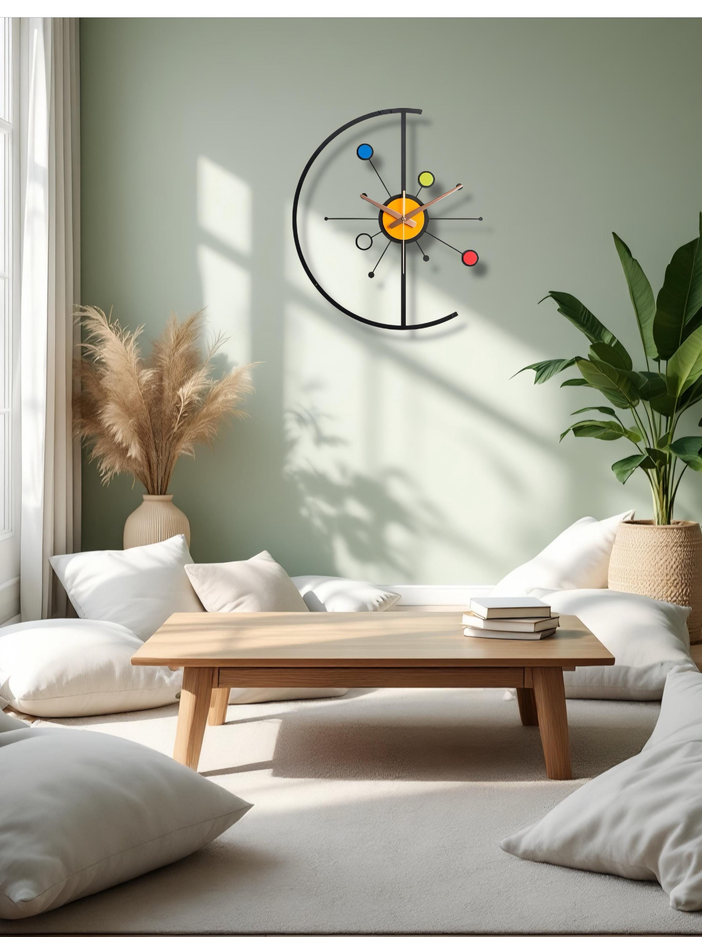 Starburst Wood Wall Clock, Atomic Mid Century Modern Retro Clock ...