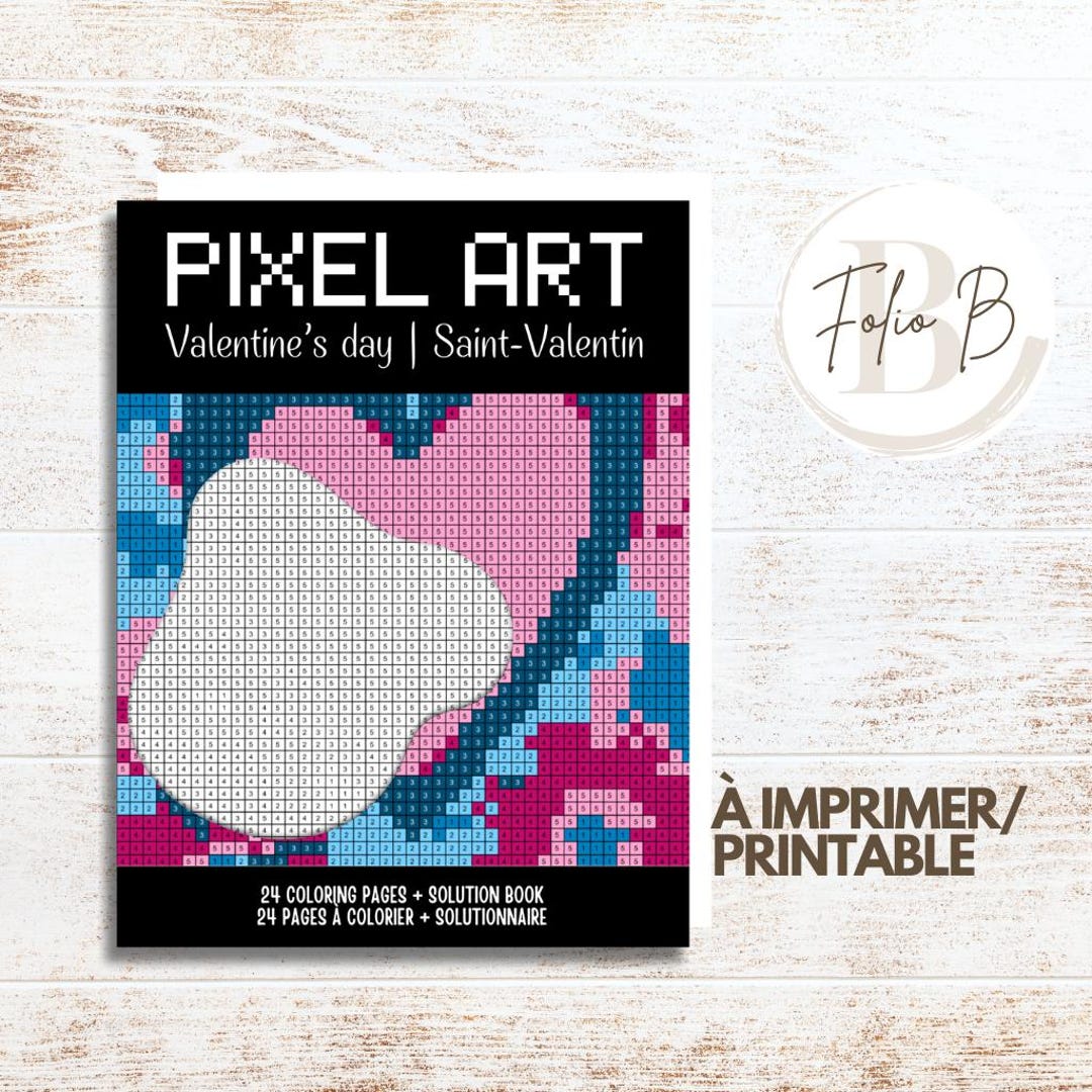 PIXEL ART Valentine's Day Printable Edition 24 Pixel Art Coloring Pages ...