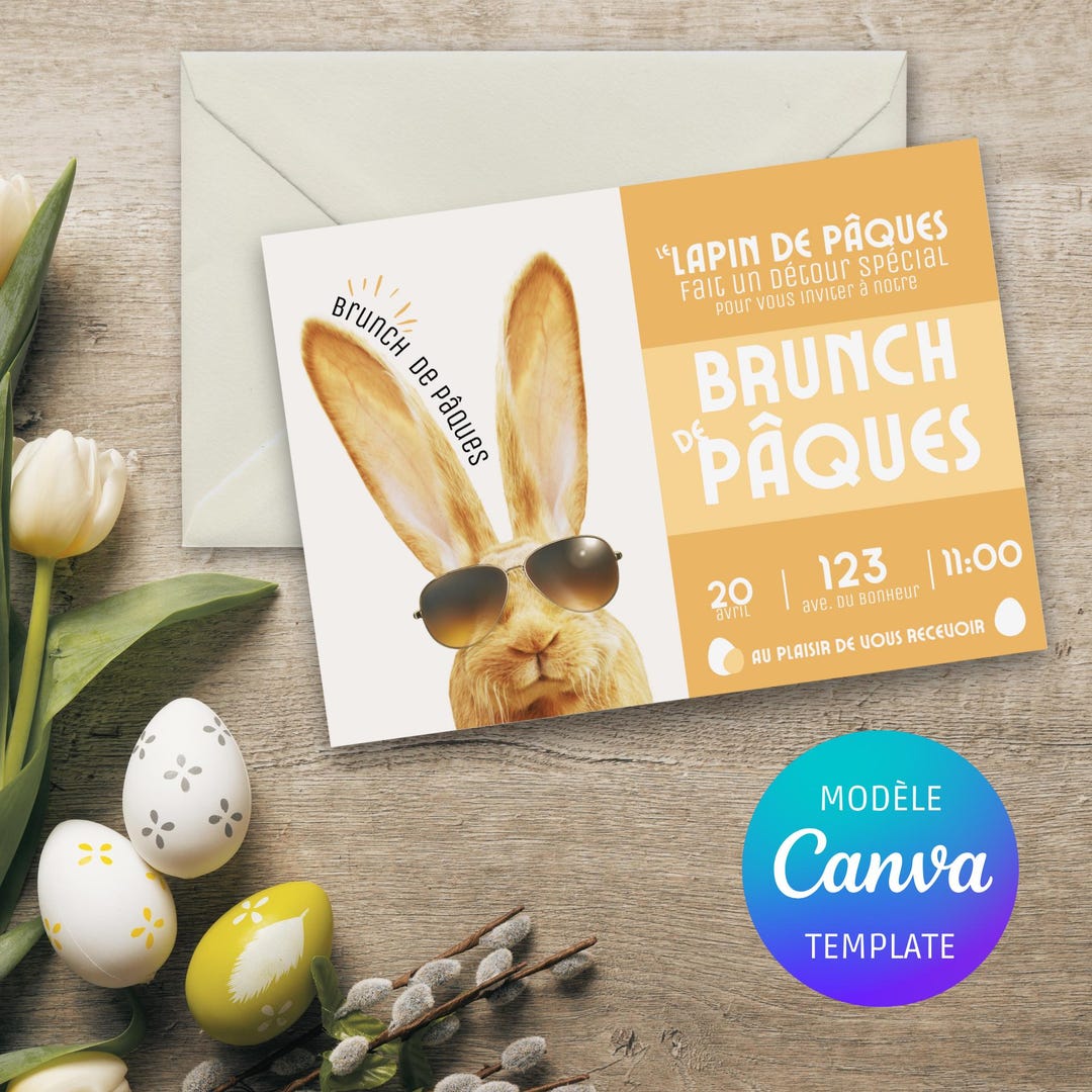 Canva Template: Customizable Easter Brunch Invitation Card on Canva - Etsy