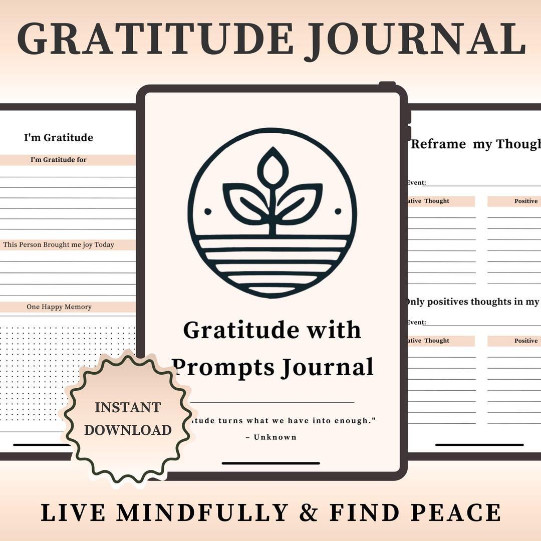 Gratitude Mindfulness Bundle: Gratitude Journal, Personalized Journal ...