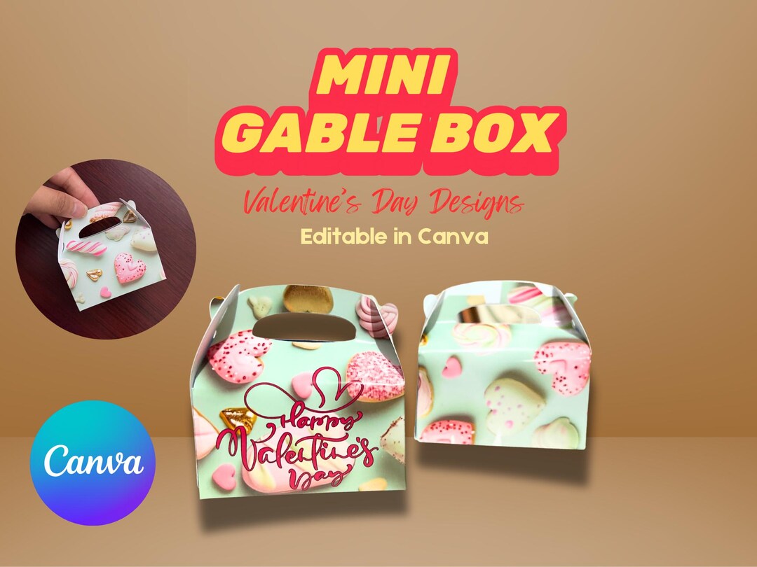 Valentine Gable Box, Mini Gable Box, Party Favors, Souvenir and ...