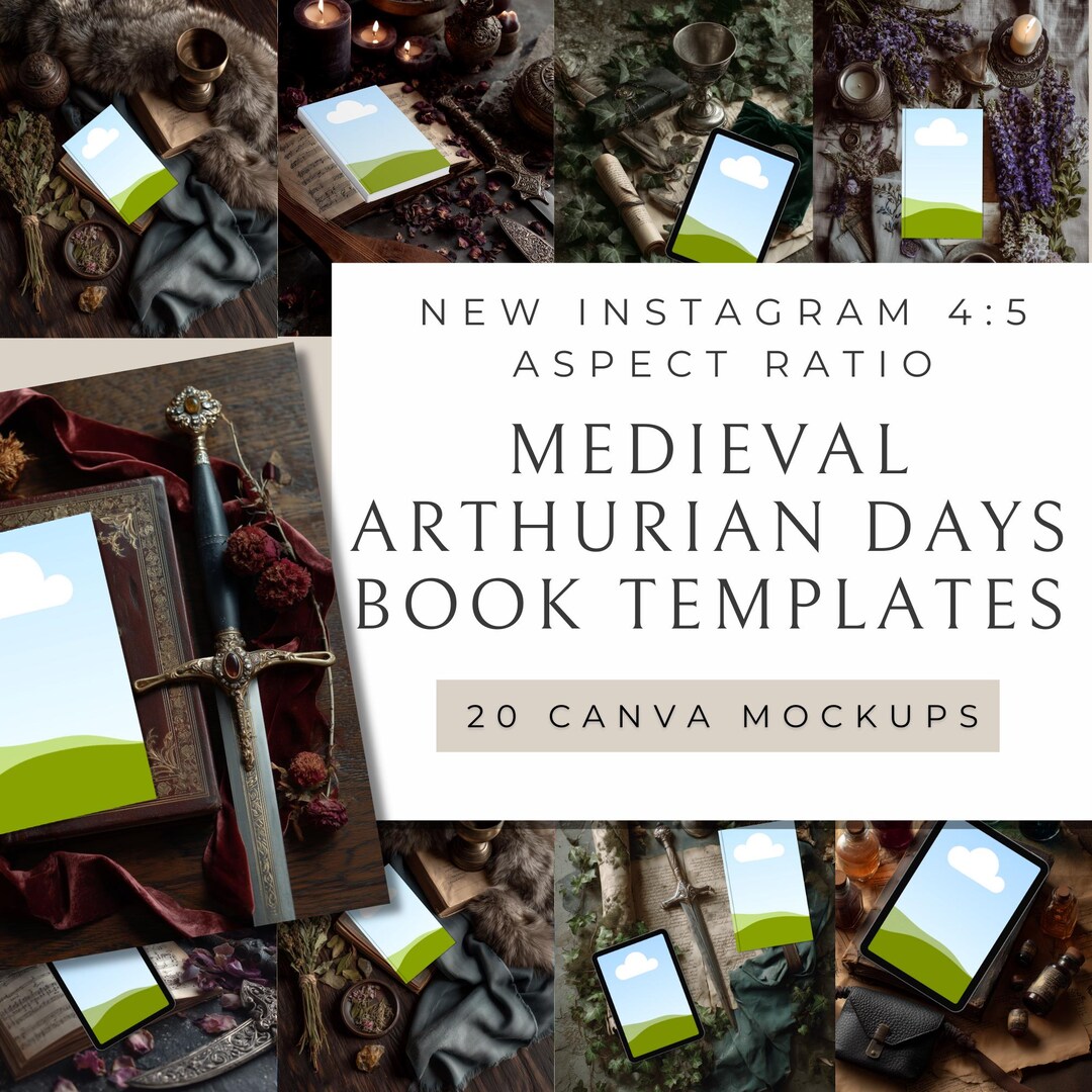 Medieval Arthurian Days Bookstagram Flatlay | 20 Templates for Canva ...