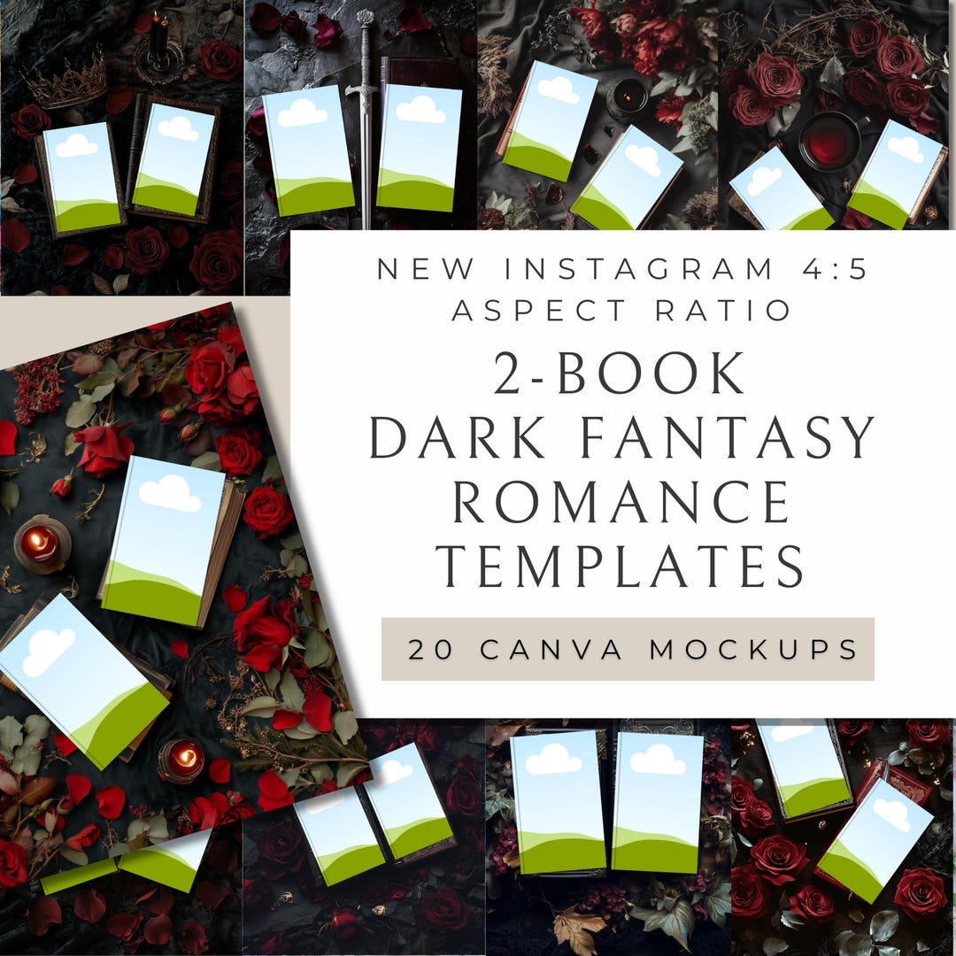 2-book Dark Fantasy Romance Bookstagram Flatlay | 20 Editable Templates ...