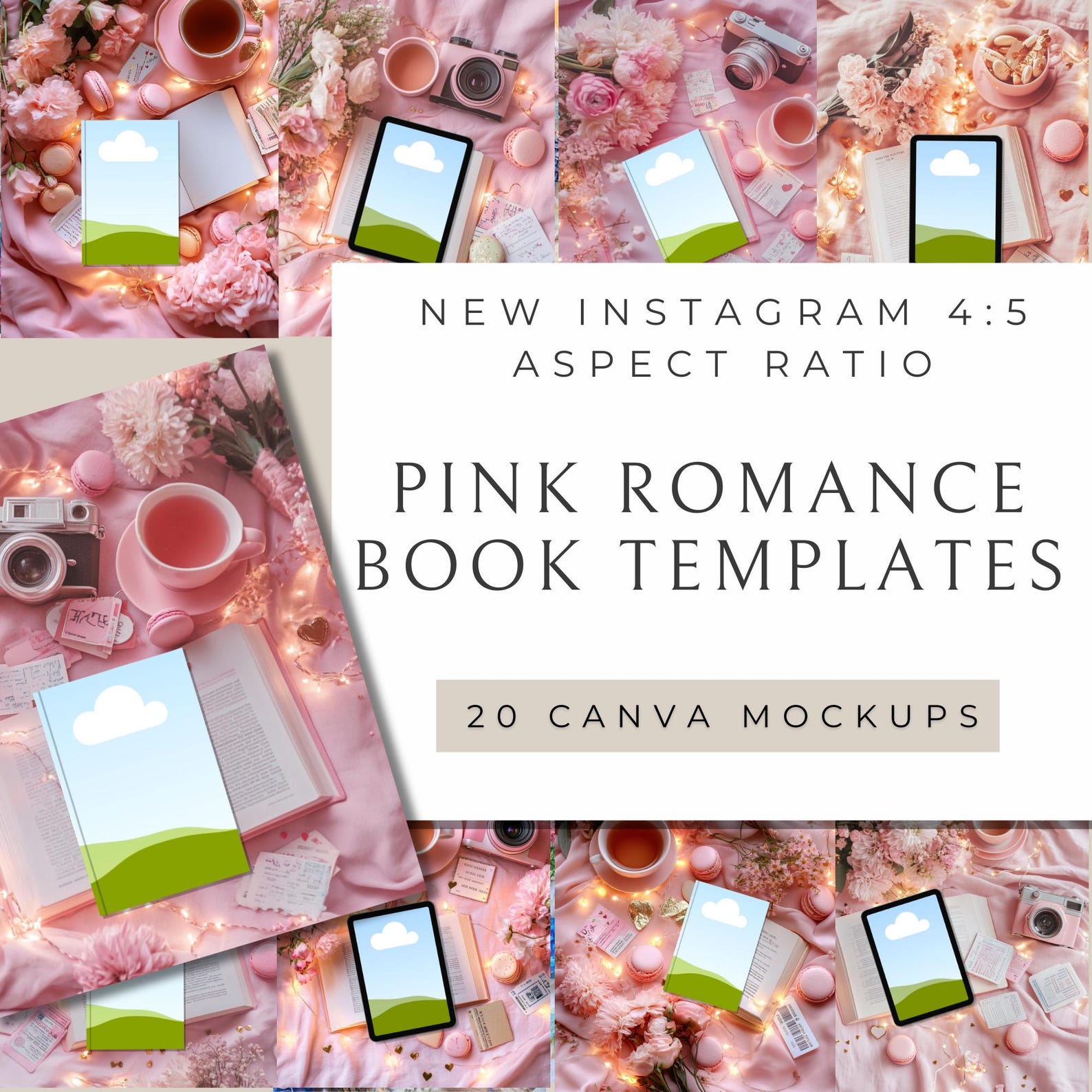 Pink Romance Bookstagram Flatlay | 20 Templates for Canva ...