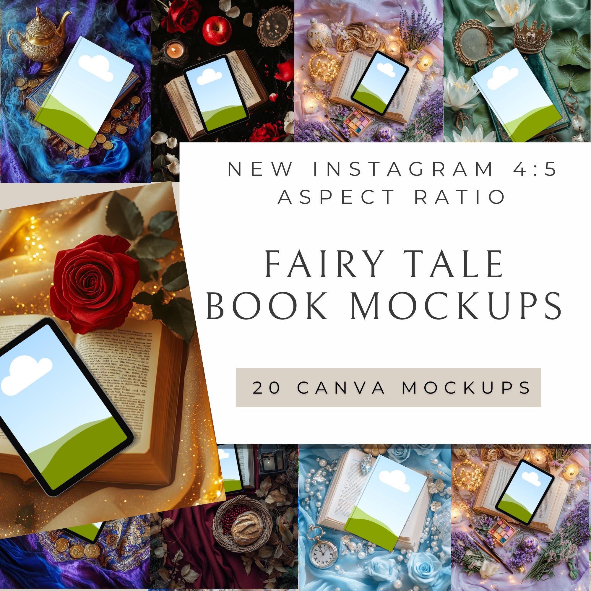 Fairy Tale Bookstagram Flatlays | 20 Templates for Canva | Fantasy ...