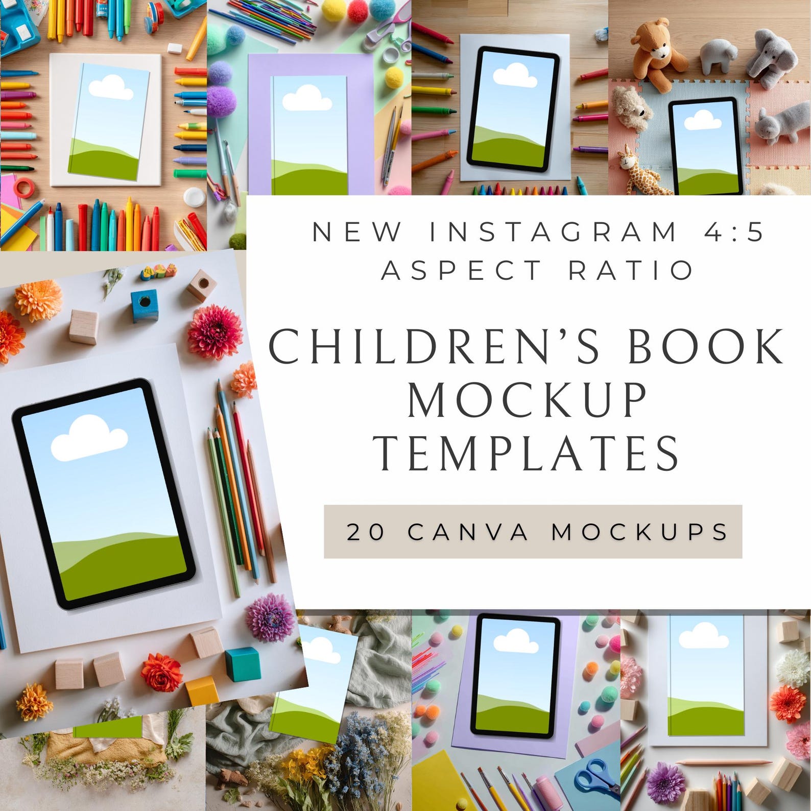 Children's Book Mockup Flatlays | 20 Templates for Canva | Minimal ...