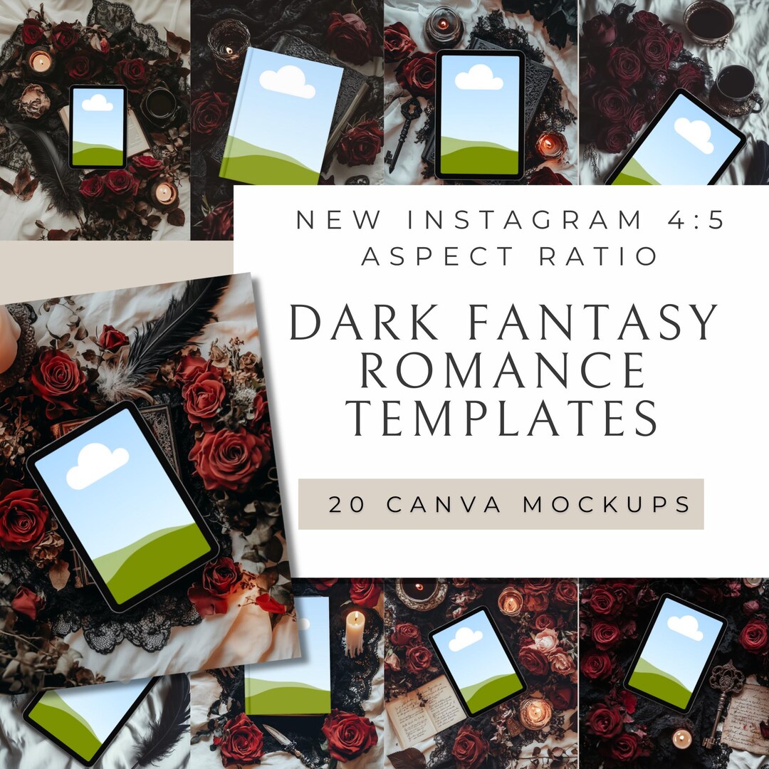 Dark Fantasy Romance Bookstagram Flatlay | 20 Editable Templates for ...
