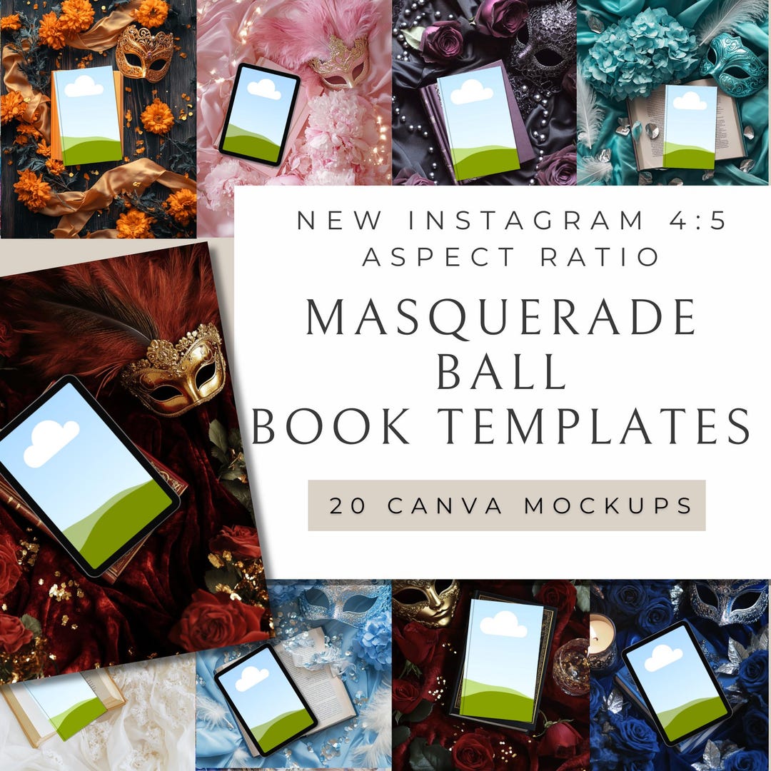 Masquerade Ball Bookstagram Flatlay | 20 Editable Templates for Canva ...