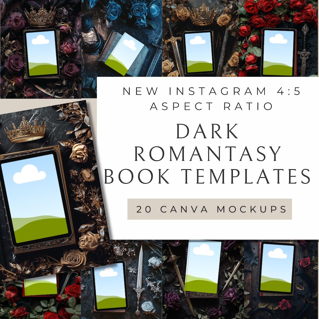 Dark Romantasy Bookstagram Flatlay | 20 Editable Templates for Canva ...