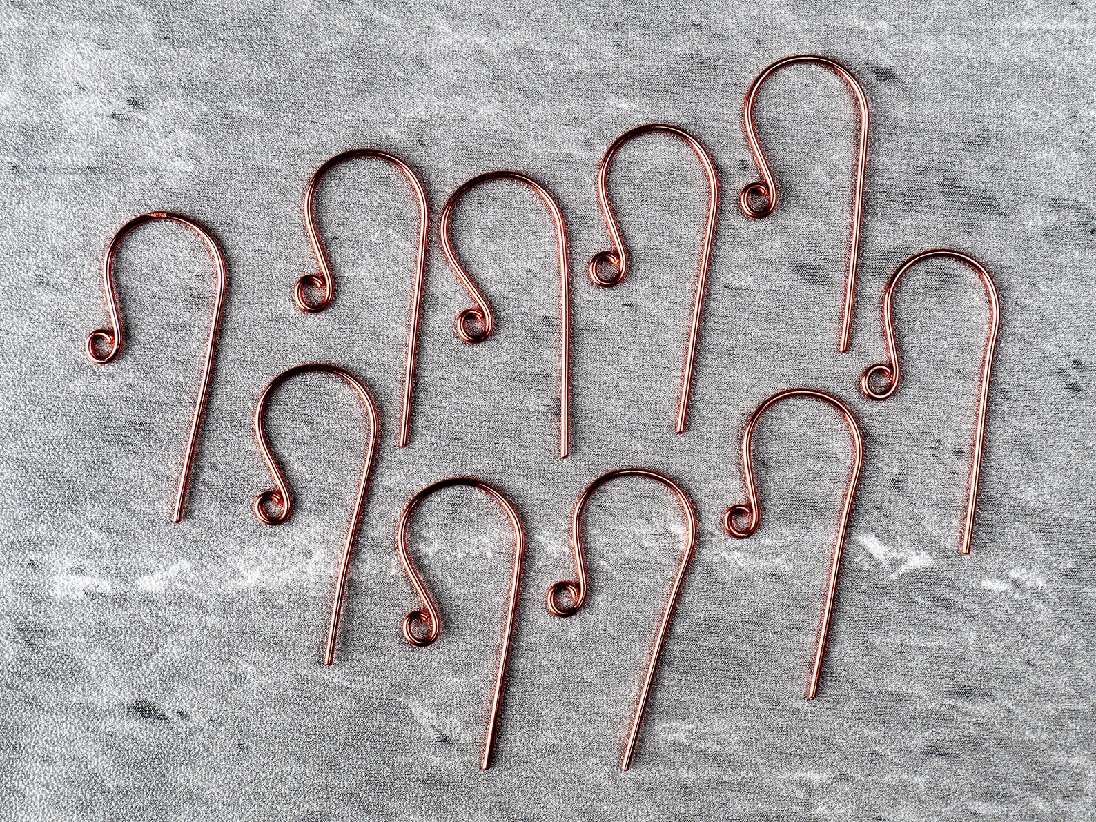 Copper Ear Wires, Long French Hooks, Available as 5, 10, 15, or 20 ...